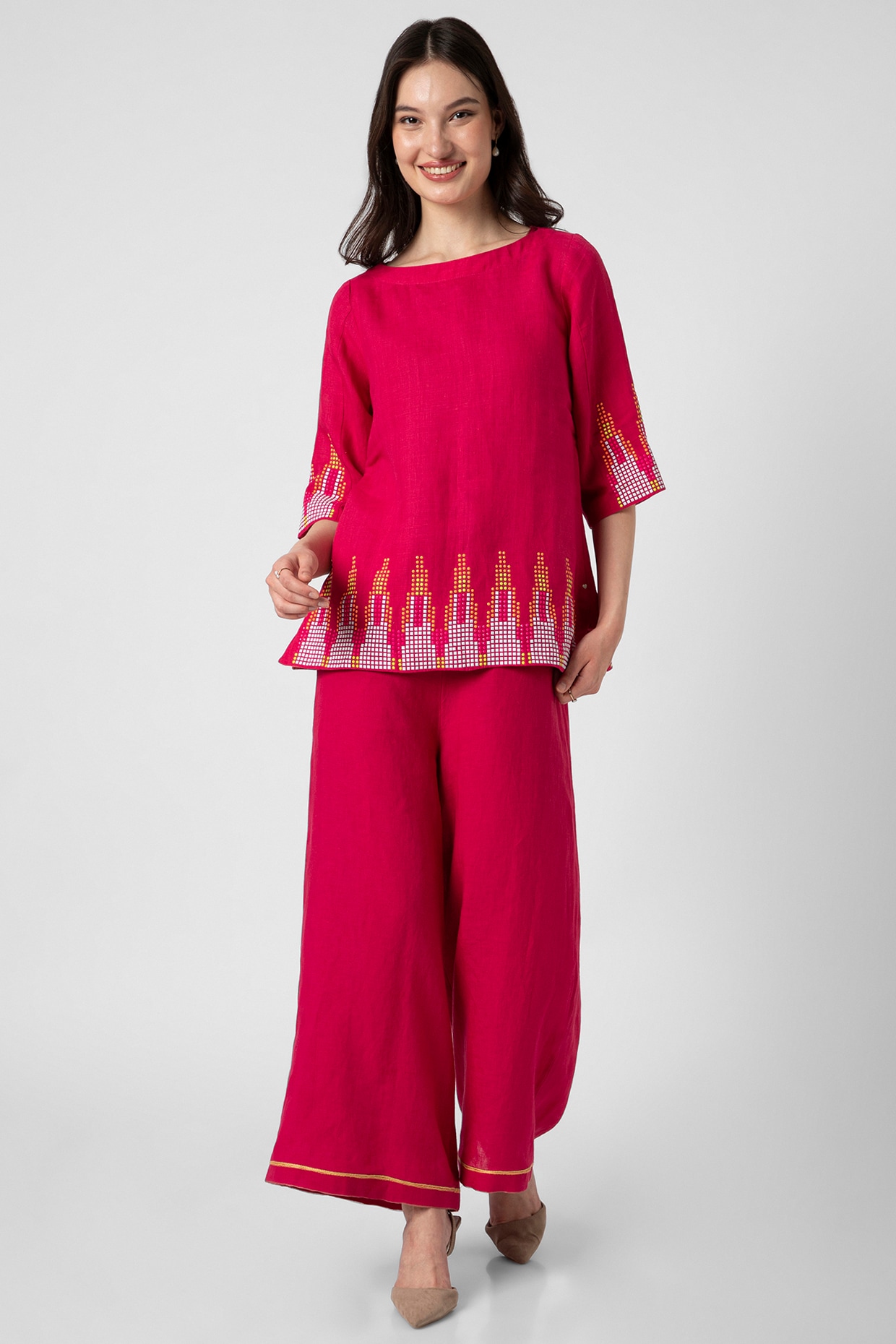 Hot Pink Linen Co-Ord Set by Kaveri at Pernia's Pop Up Shop 2025