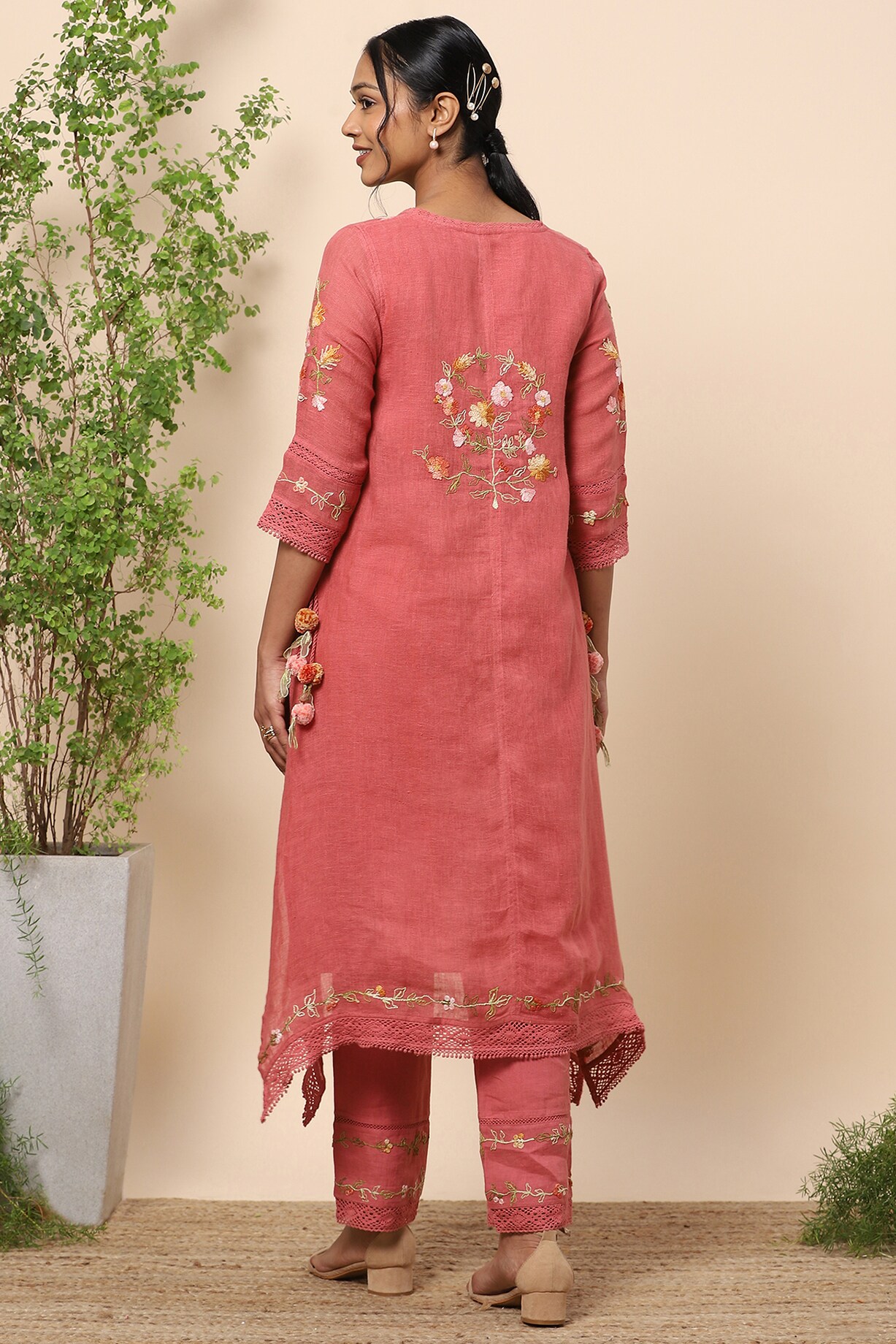 Apricot Embroidered Pants by Kaveri at Pernia's Pop Up Shop 2024