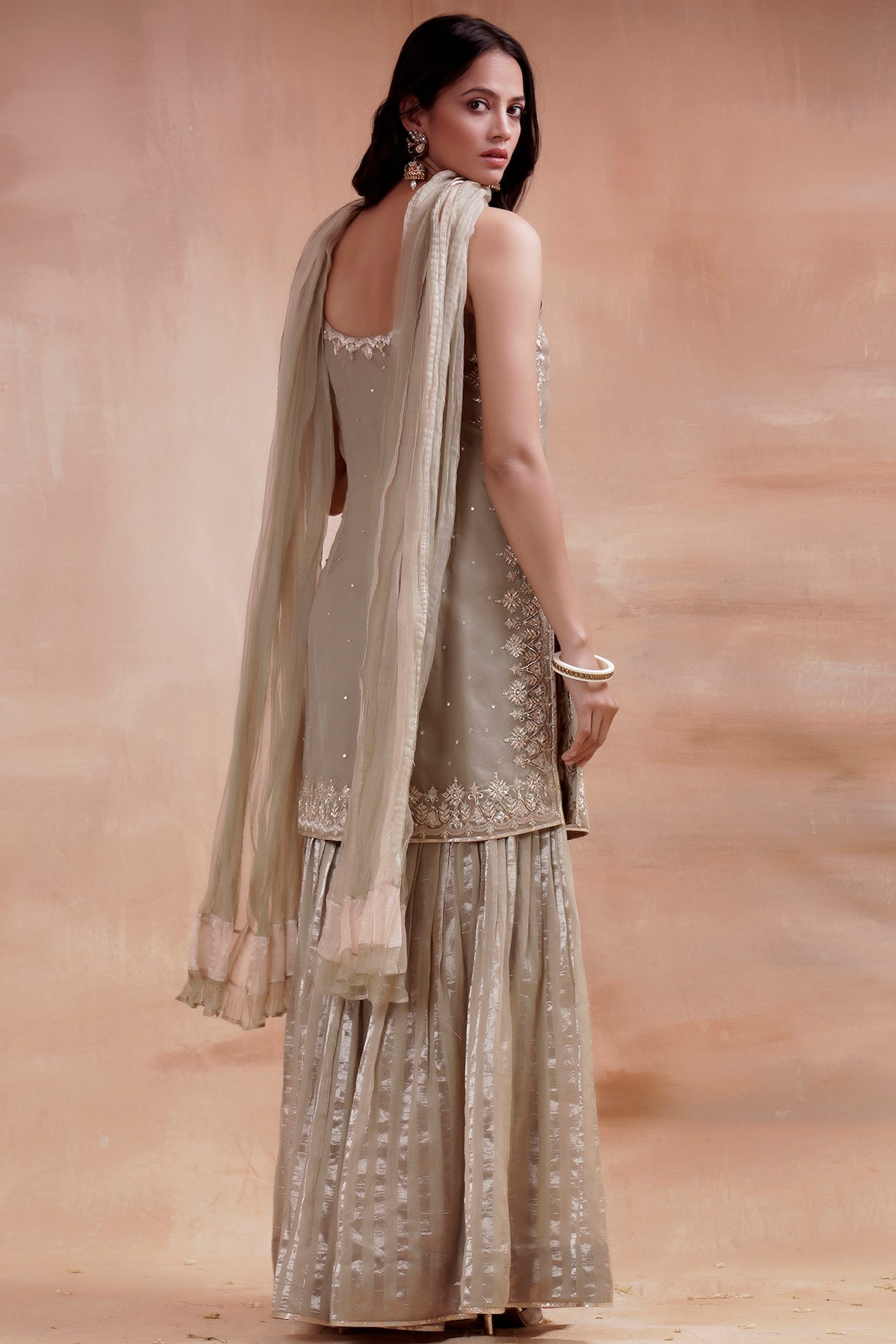 Olive Embroidered Sharara Set by Kyra By Bhavna at Pernia's Pop Up Shop ...