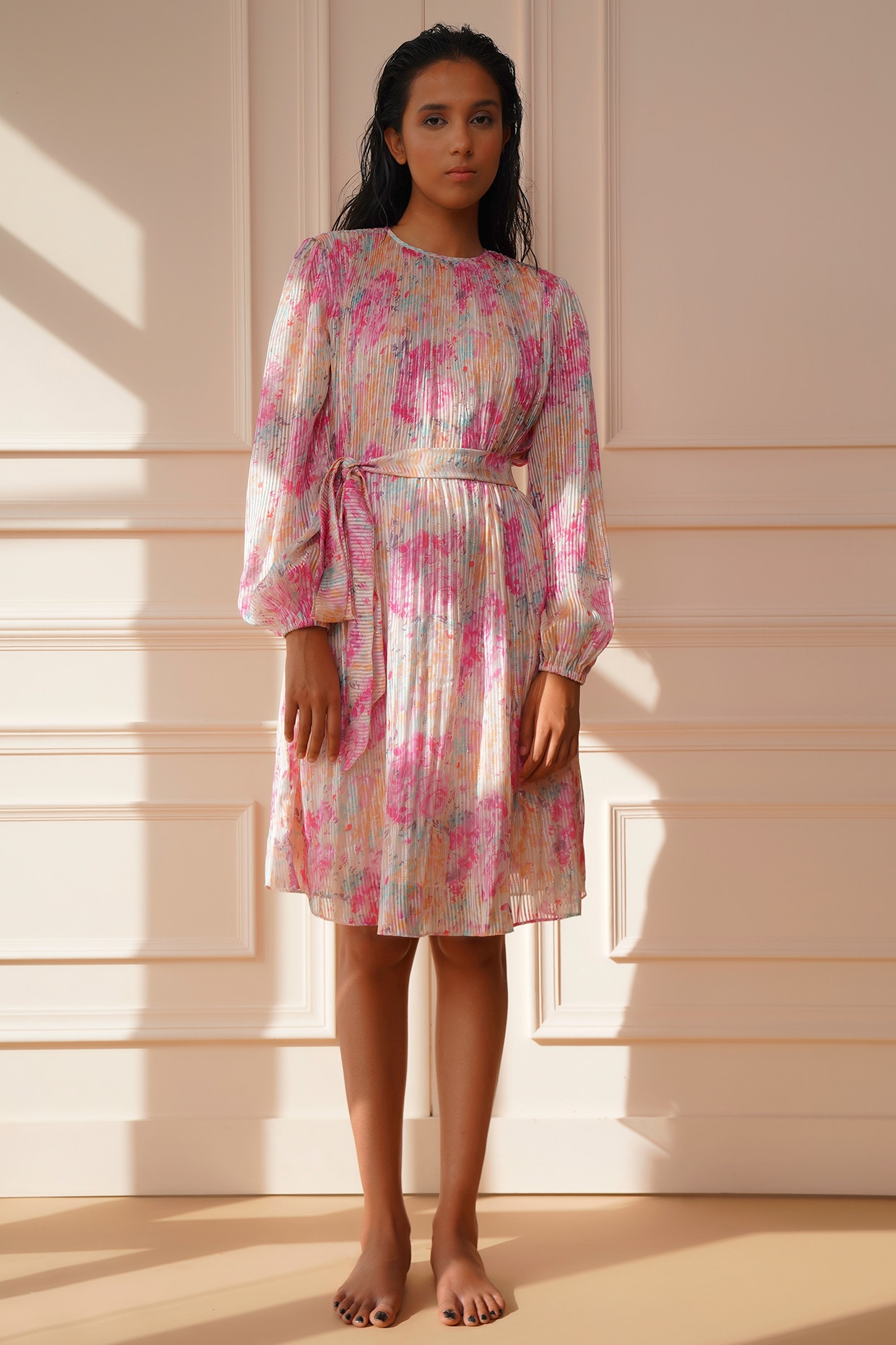 White Floral Printed Dress by Kyra By Bhavna at Pernia's Pop Up Shop 2025