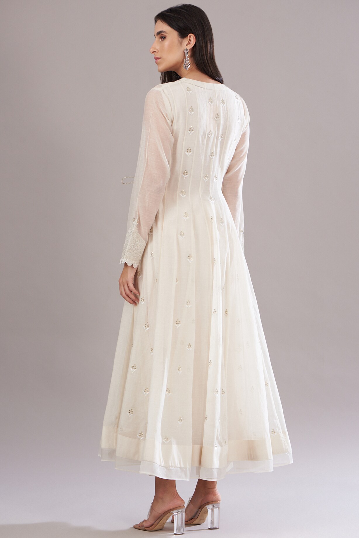 Ivory Chanderi Embroidered Angrakha Set by Kyra By Bhavna at Pernia's ...