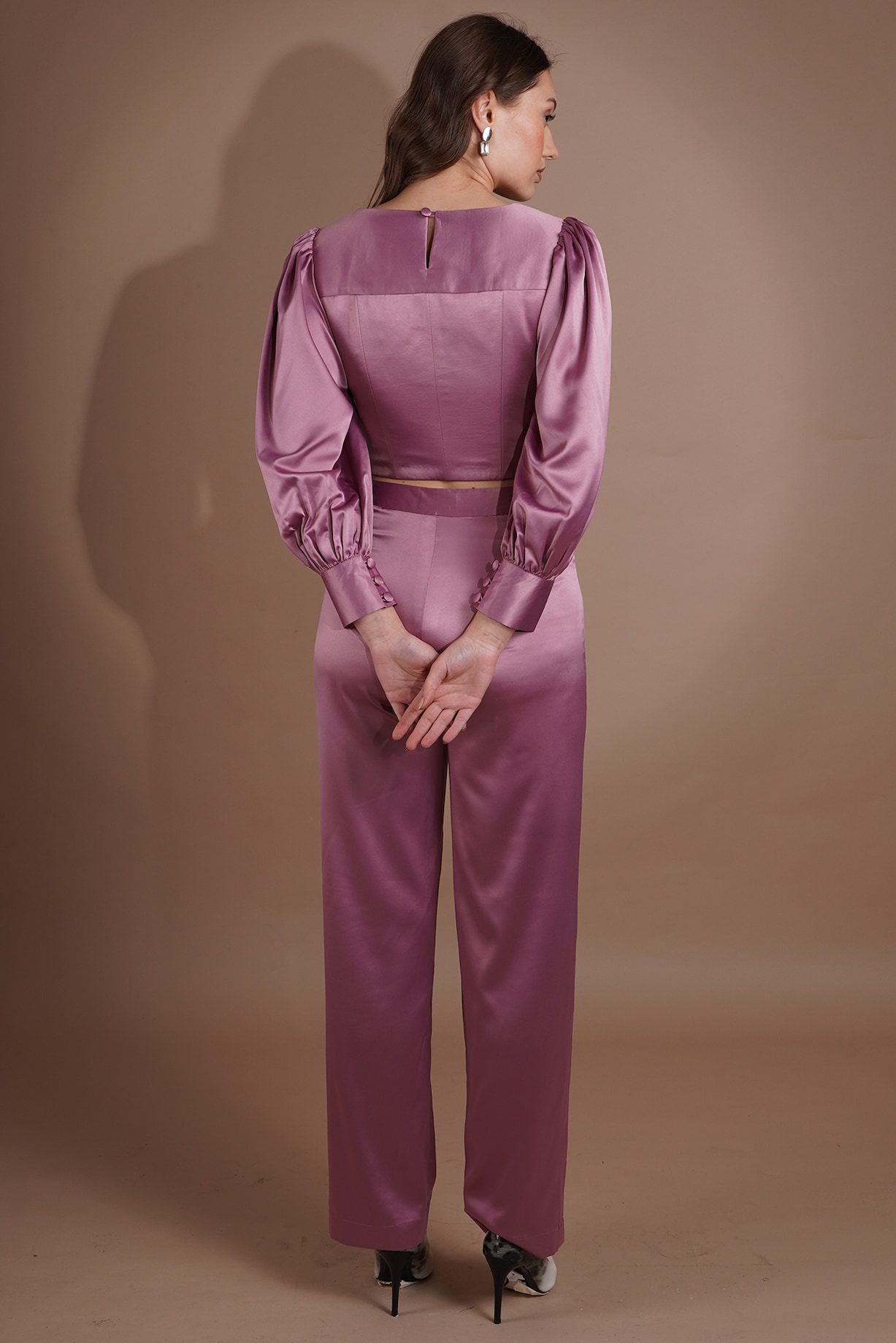 Purple Satin Lycra Pant Set by Label Nupur Gupta at Pernia's Pop Up ...