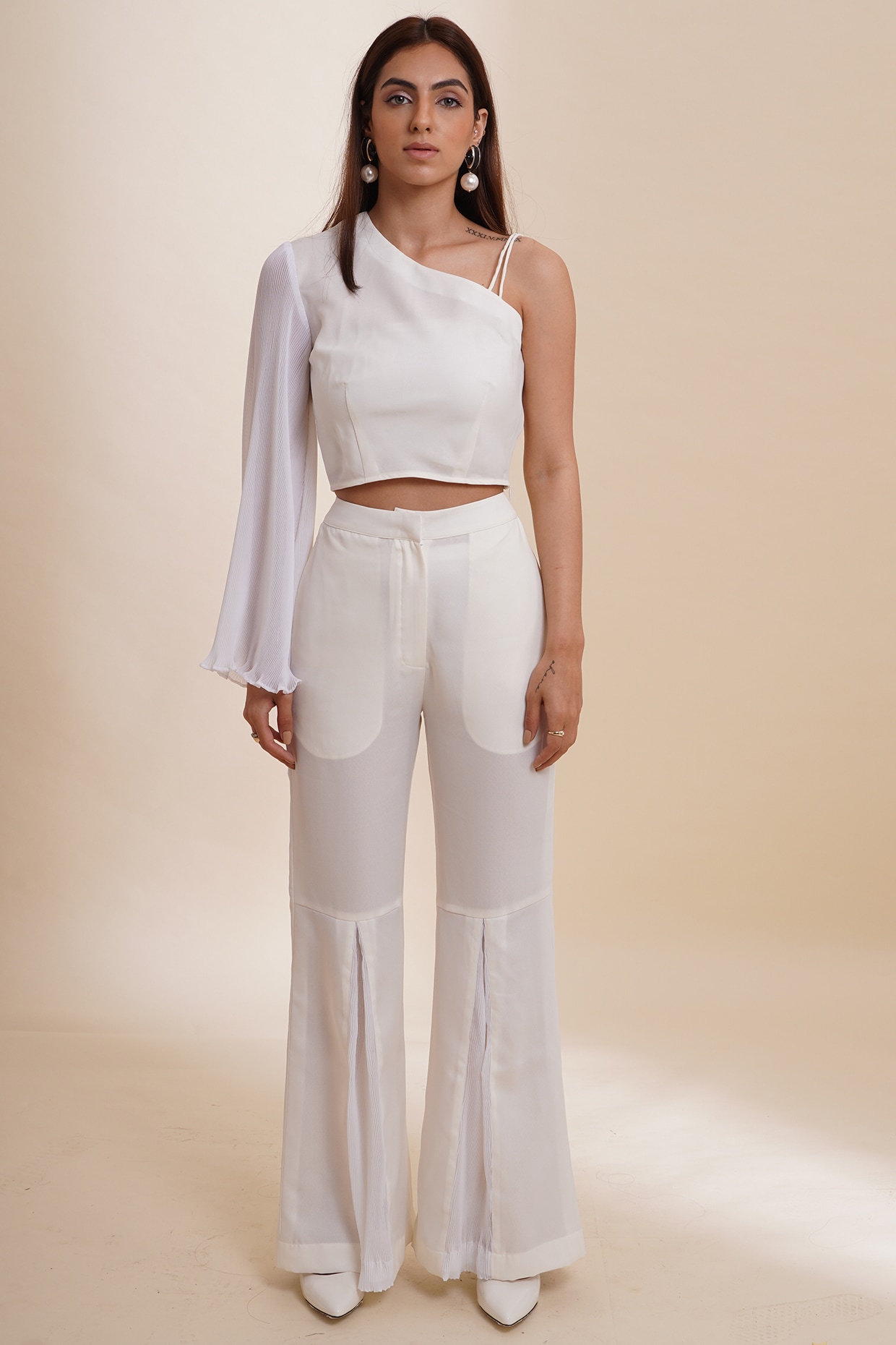 White Box-Pleated Pant Set by Label Nupur Gupta at Pernia's Pop Up Shop ...