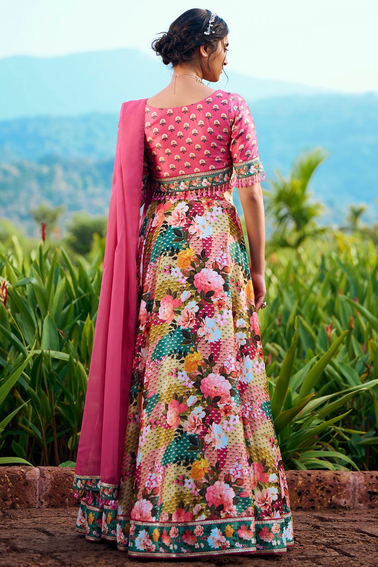 Multi-Colored Silk Floral Printed Lehenga Set Design by Lashkaraa at ...