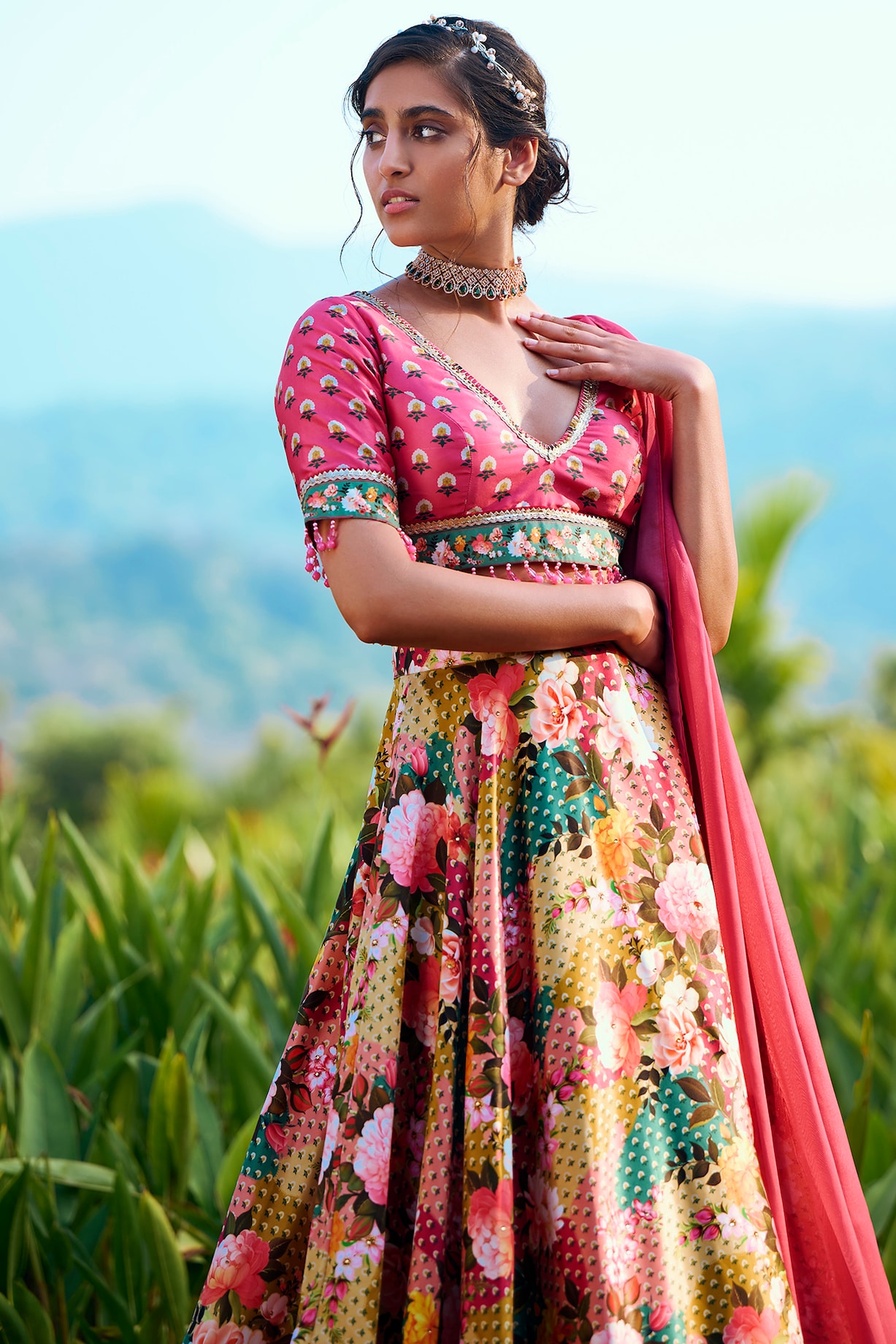 Multi-Colored Silk Floral Printed Lehenga Set Design by Lashkaraa at ...