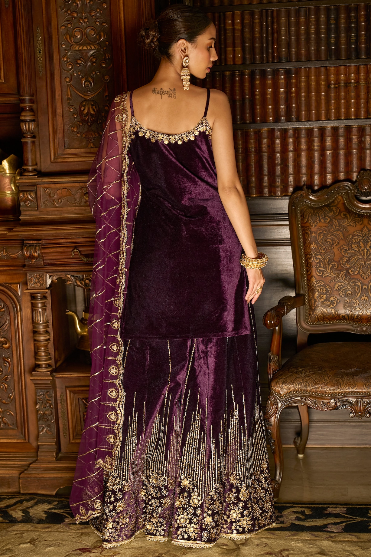 Purple Shantoon Thread Embroidered Sharara Set by Lashkaraa at Pernia's ...