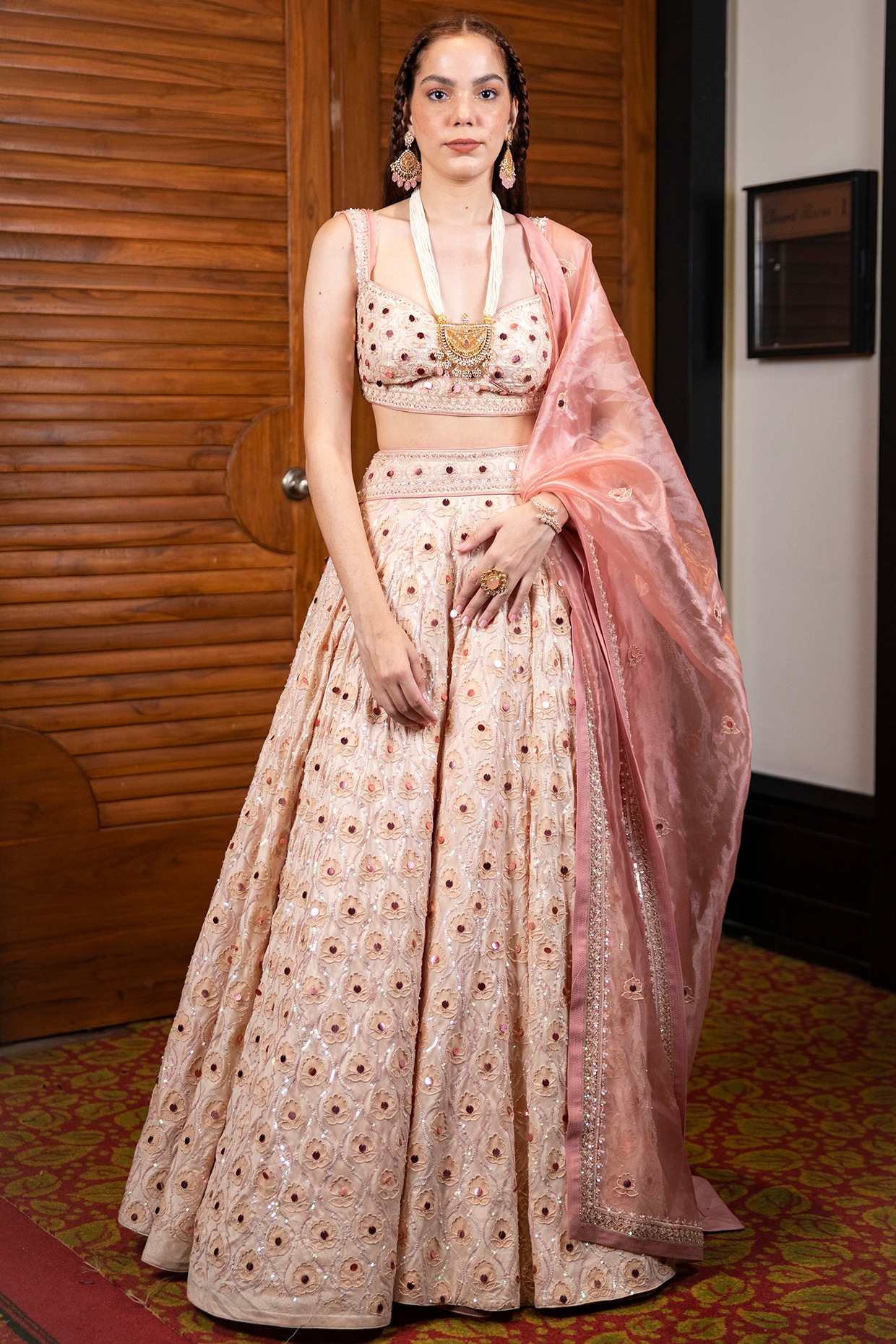Champagne Hand Embroidered Bridal Lehenga Set by LABBADA at Pernia's ...