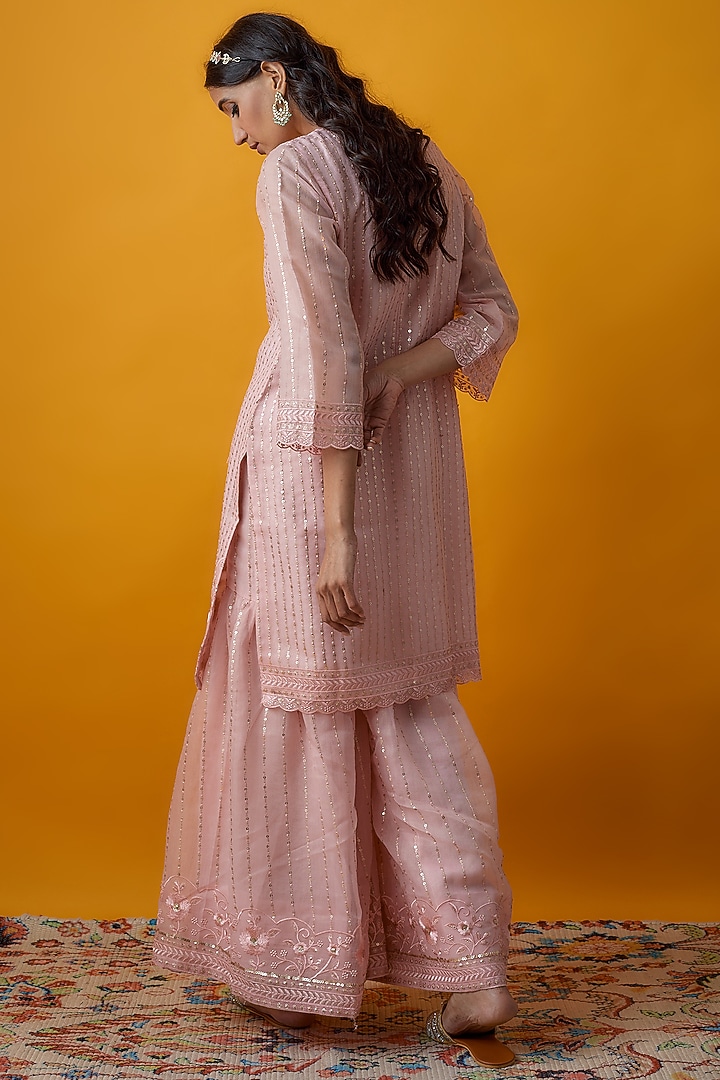 Pink Tissue Printed Sharara Set by Label Varsha at Pernia's Pop Up Shop ...