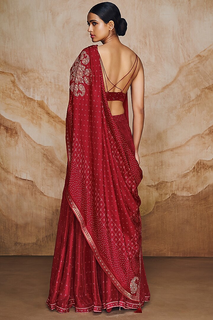 Red Viscose Uppada Digitally Crafted Lehenga Set by Label Varsha at ...