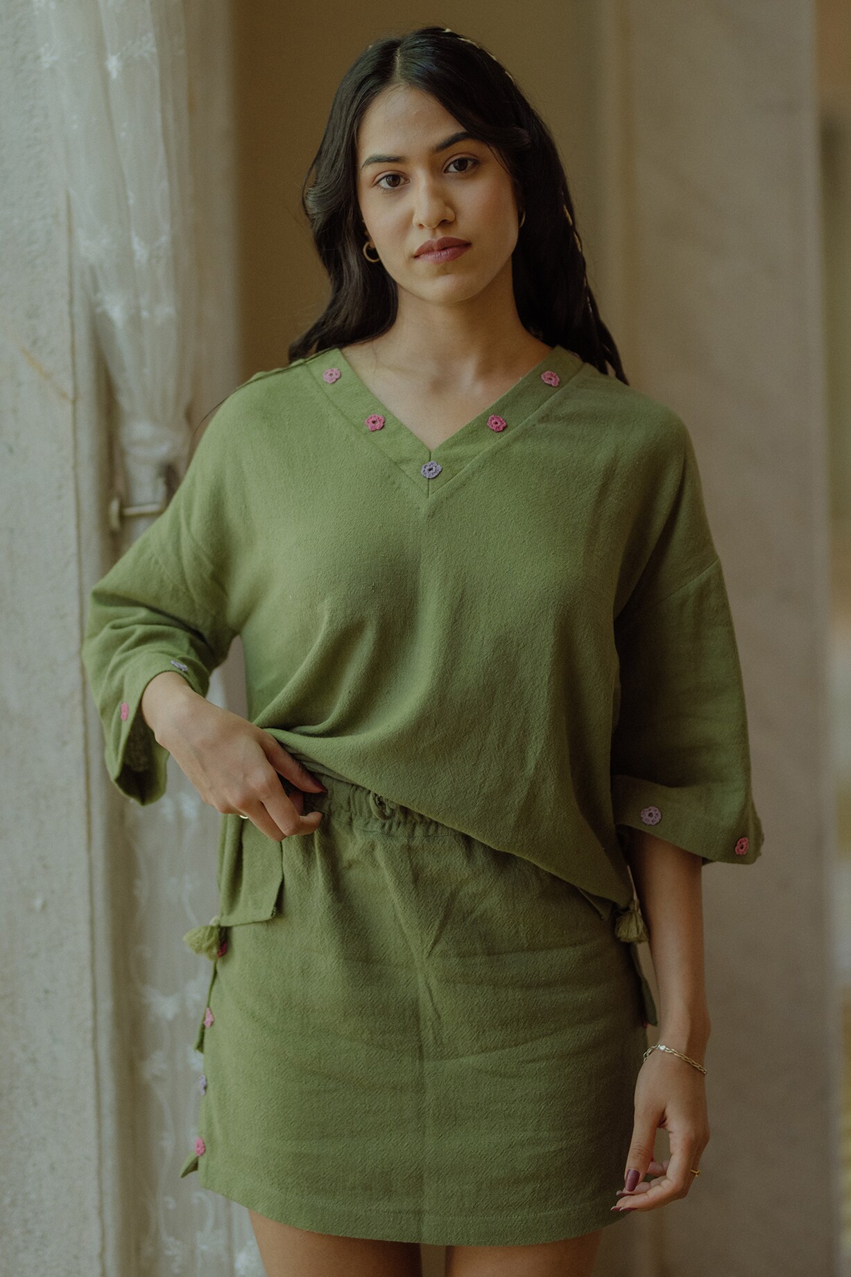 Green Jute Embroidered Skirt Set Design by Label Sugar at Pernia's Pop ...