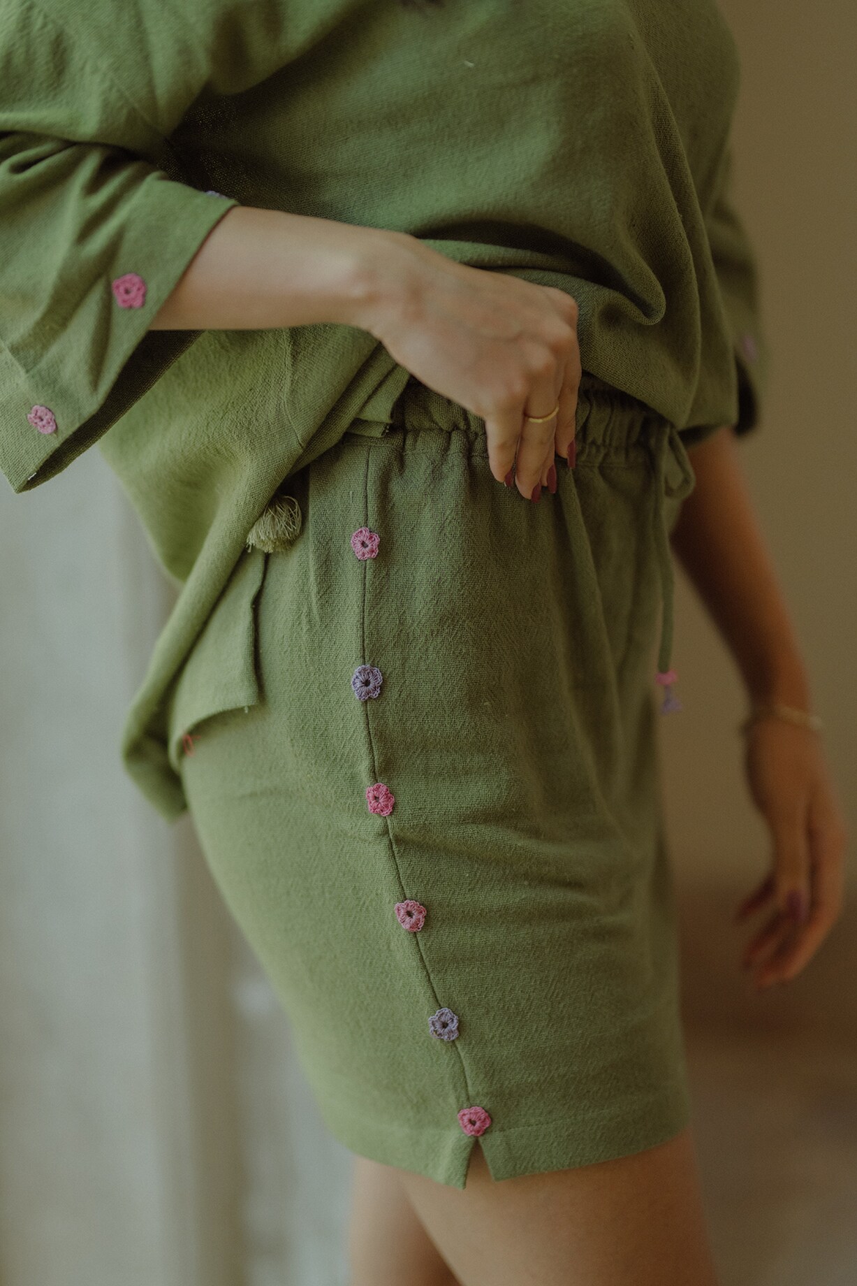 Green Jute Embroidered Skirt Set Design by Label Sugar at Pernia's Pop ...