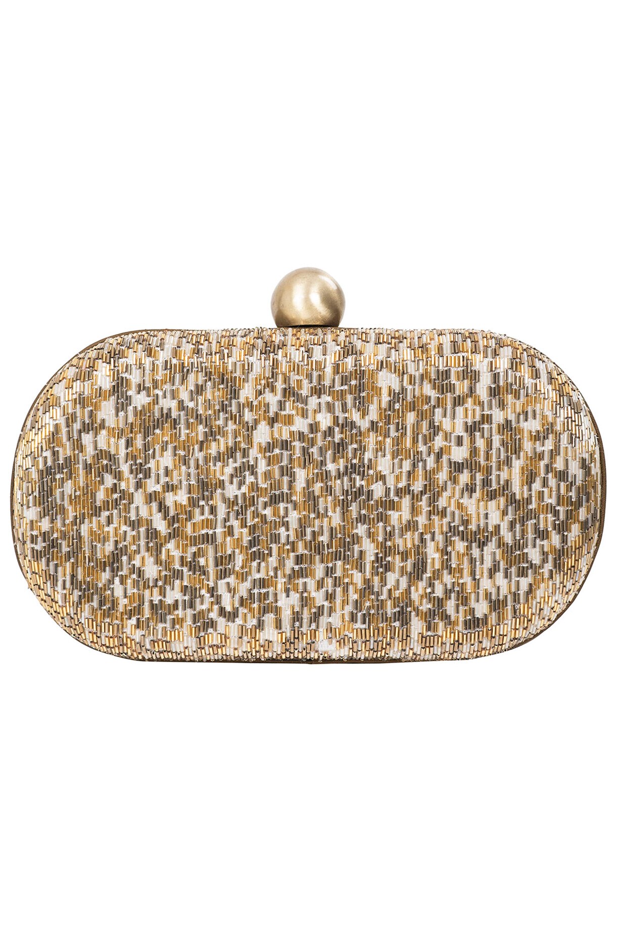 Gold embroidered box clutch available only at Pernia's Pop Up Shop. 2025