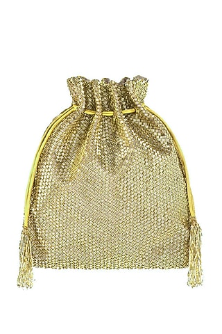 Gold embroidered cesta potli bag available only at Pernia's Pop Up Shop ...