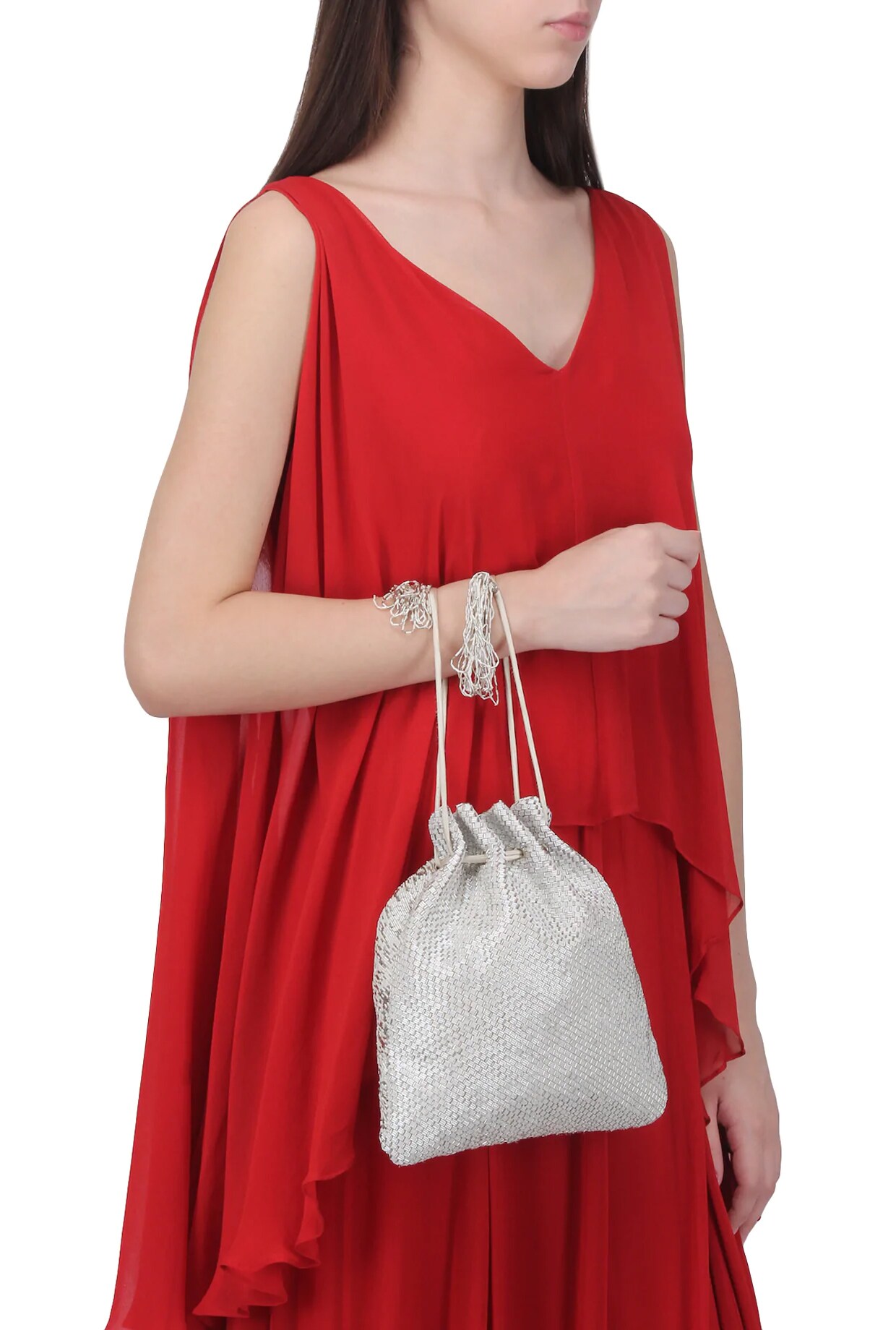 Ivory embroidered cesta potli bag available only at Pernia's Pop Up ...