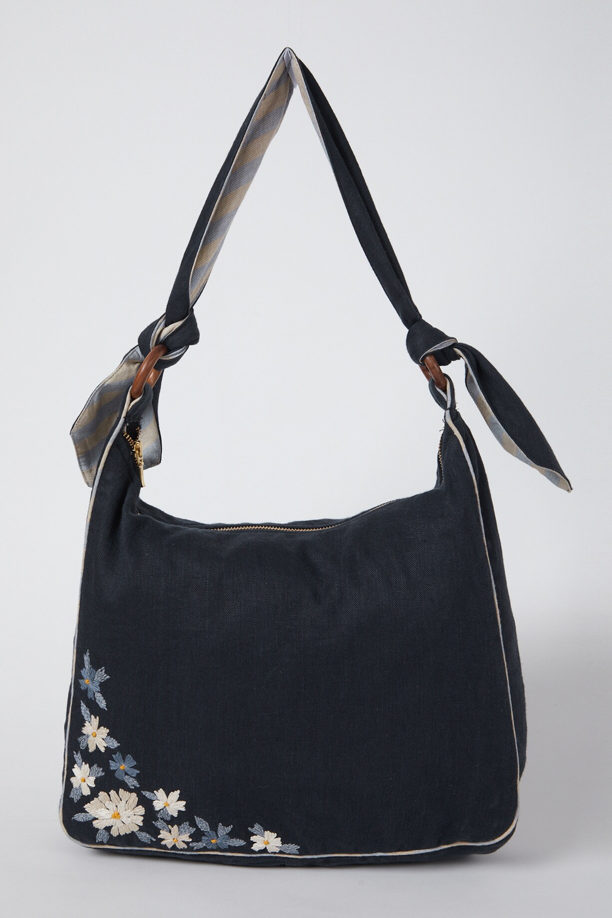 Cobalt Blue Floral Embroidered Handbag Design by Linen Bloom at Pernia ...