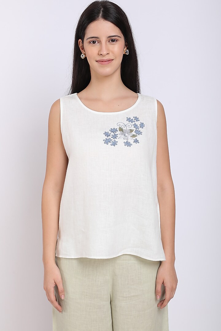 Ivory Embroidered Top by Linen Bloom at Pernia's Pop Up Shop 2026