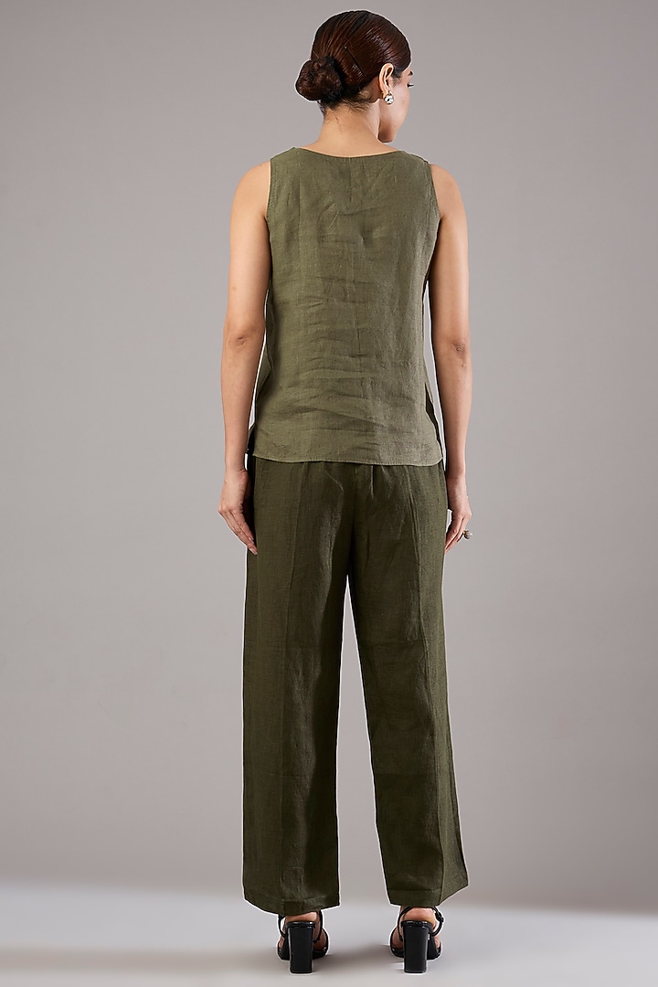 Sage Green Linen Embroidered Top by Linen Bloom at Pernia's Pop Up Shop ...