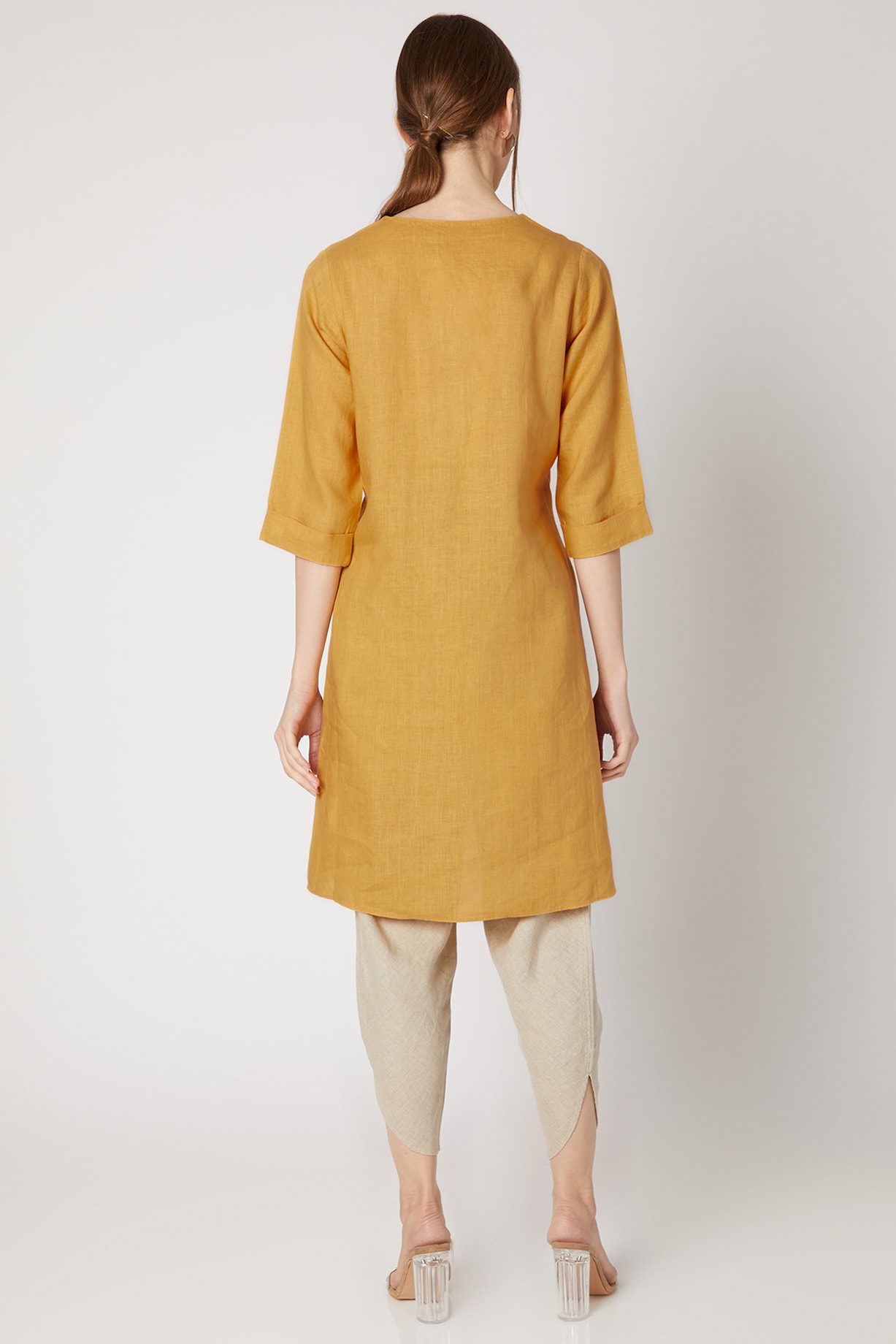 Ochre Yellow Embroidered Tunic by Linen Bloom at Pernia's Pop Up Shop 2025