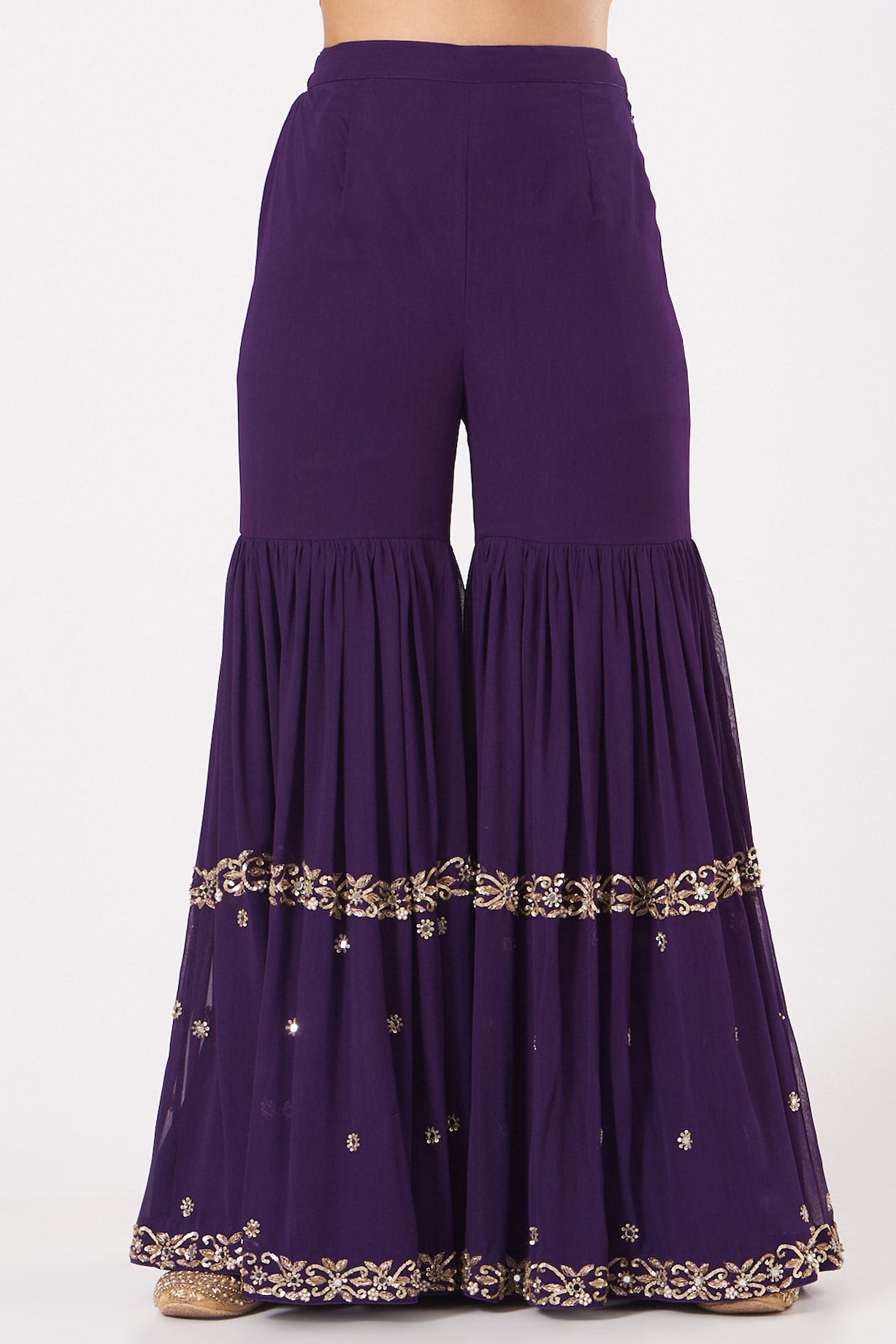 Purple Embroidered Sharara Set by Kylee at Pernia's Pop Up Shop 2025