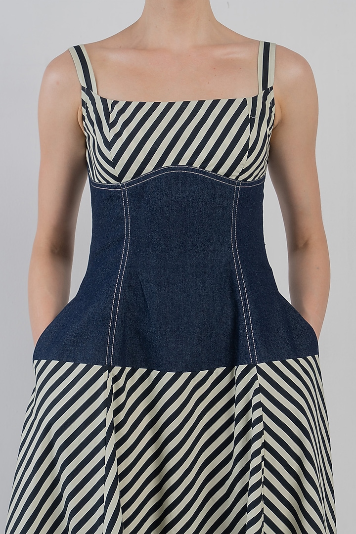 Denim Blue Cotton Corset Maxi Vacation Dress by LEH STUDIOS at Pernia's ...