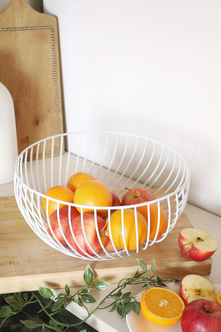 White Iron Large Wired Basket by Lets Elevate at Pernia's Pop Up Shop 2025