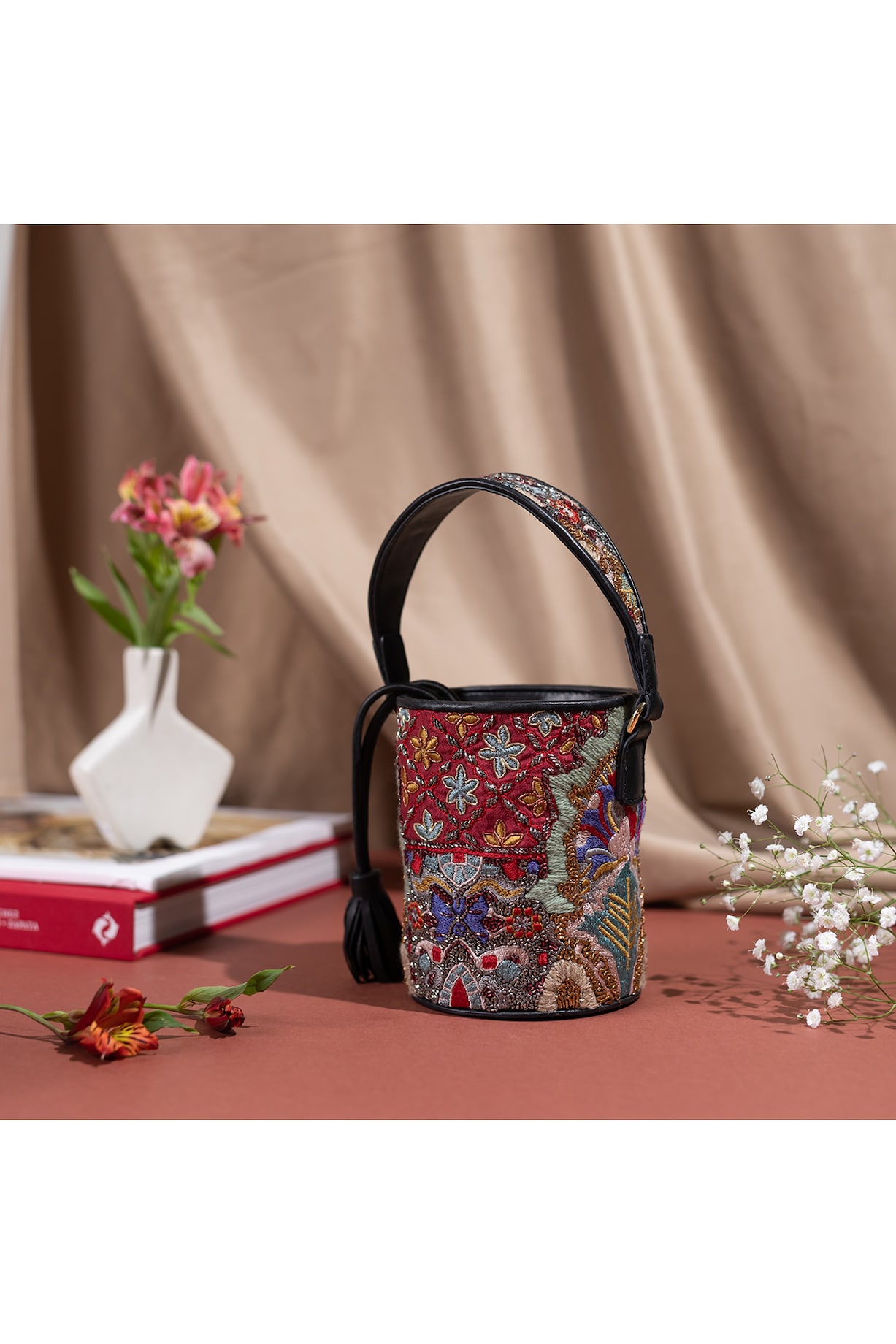 Multi Colored Hand Embroidered Handbag Design by The Leather Garden at ...