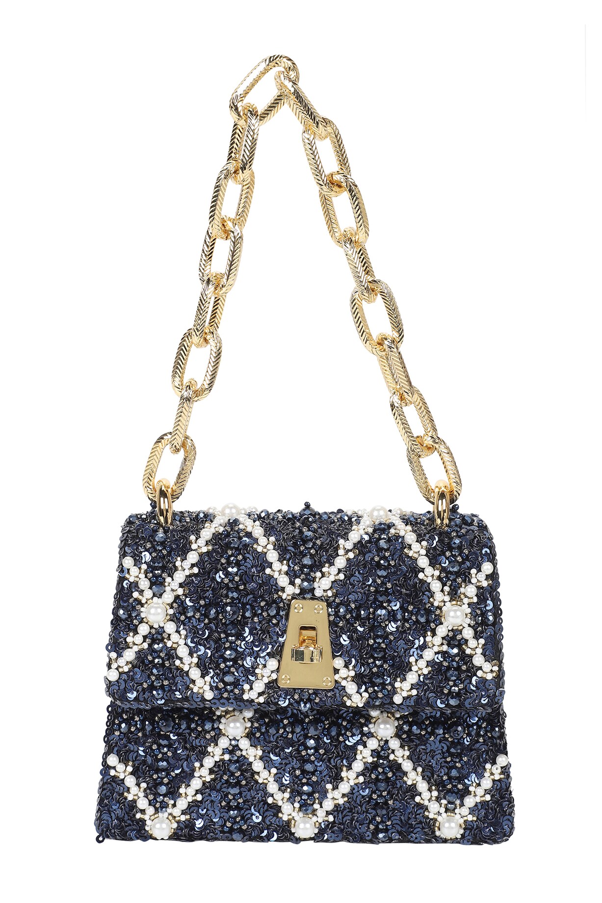 Blue Embellished Mini Bag Design by The Leather Garden at Pernia's Pop ...