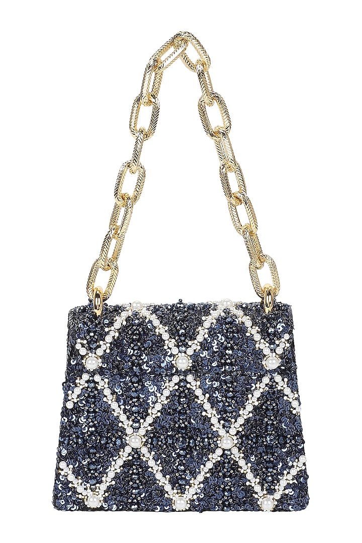 Blue Embellished Mini Bag Design by The Leather Garden at Pernia's Pop ...
