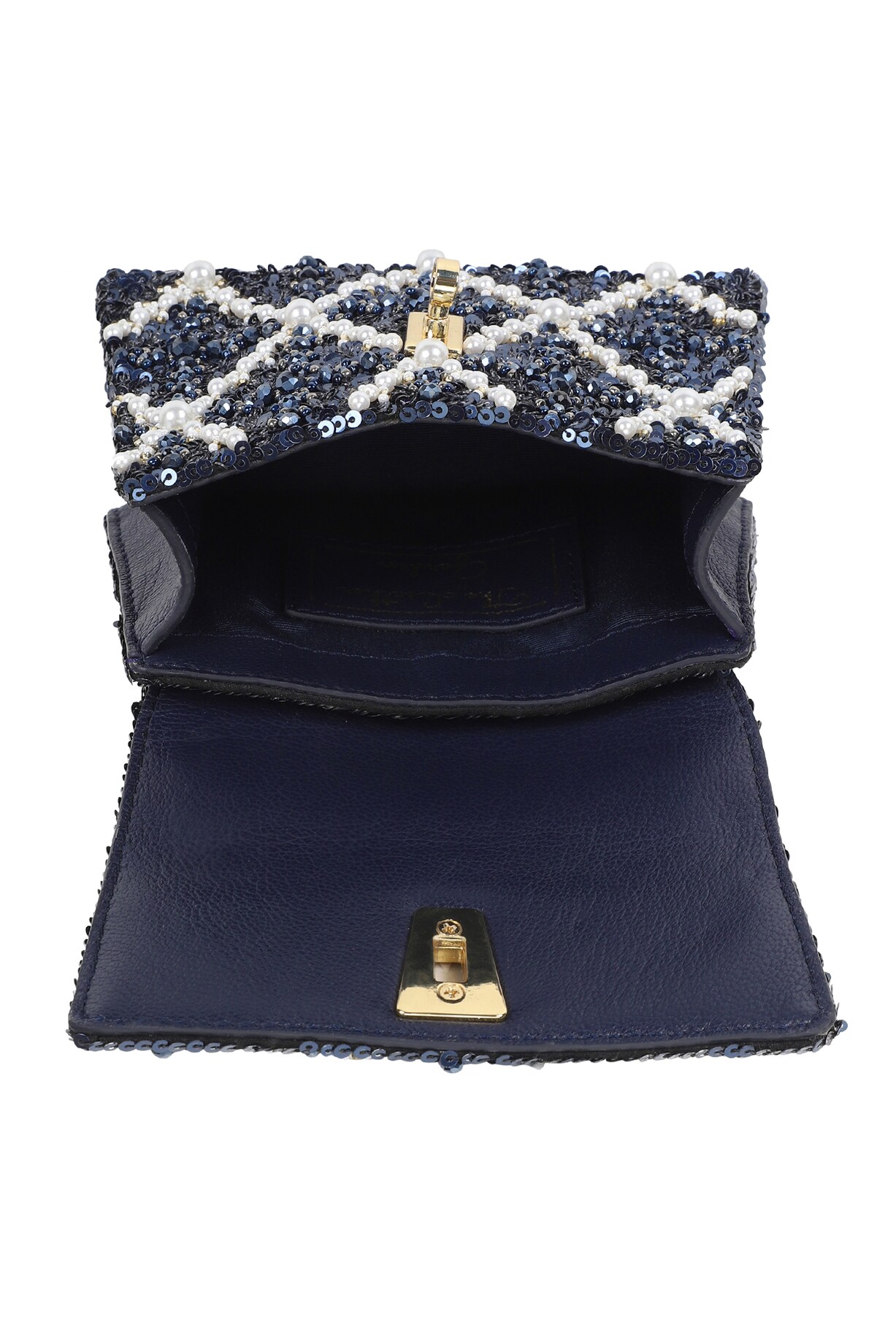 Blue Embellished Mini Bag Design by The Leather Garden at Pernia's Pop ...