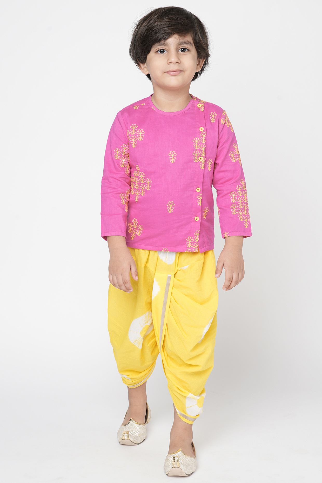 Yellow Cambric Tie-Dye Dhoti Set For Boys by Lil Drama at Pernia's Pop ...
