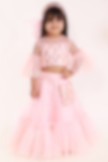 Pink Organza Lehenga Set For Girls by Li'l Angels at Pernia's Pop Up ...