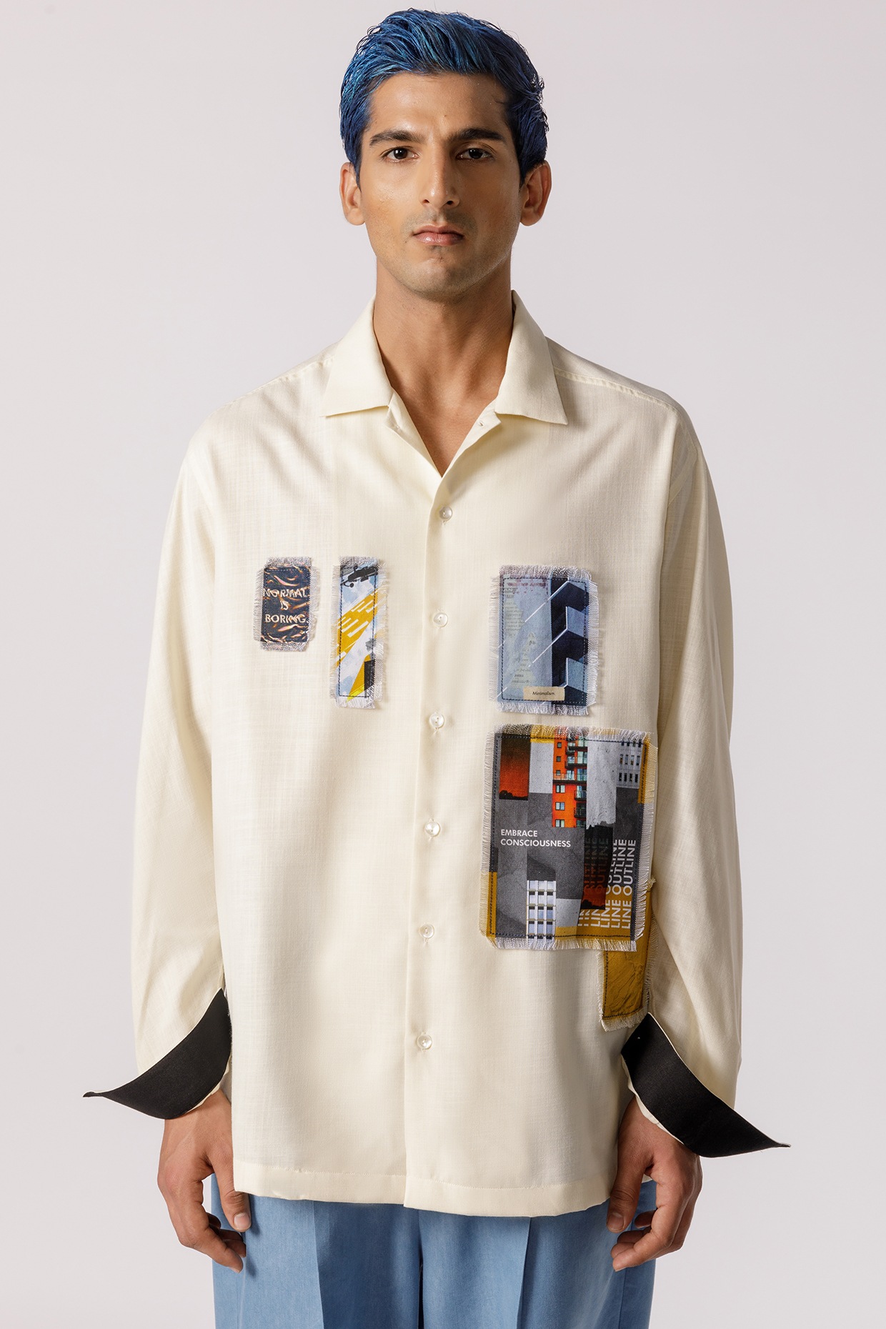 Off-White Cotton Patch Printed Shirt by Line Outline at Pernia's Pop Up ...