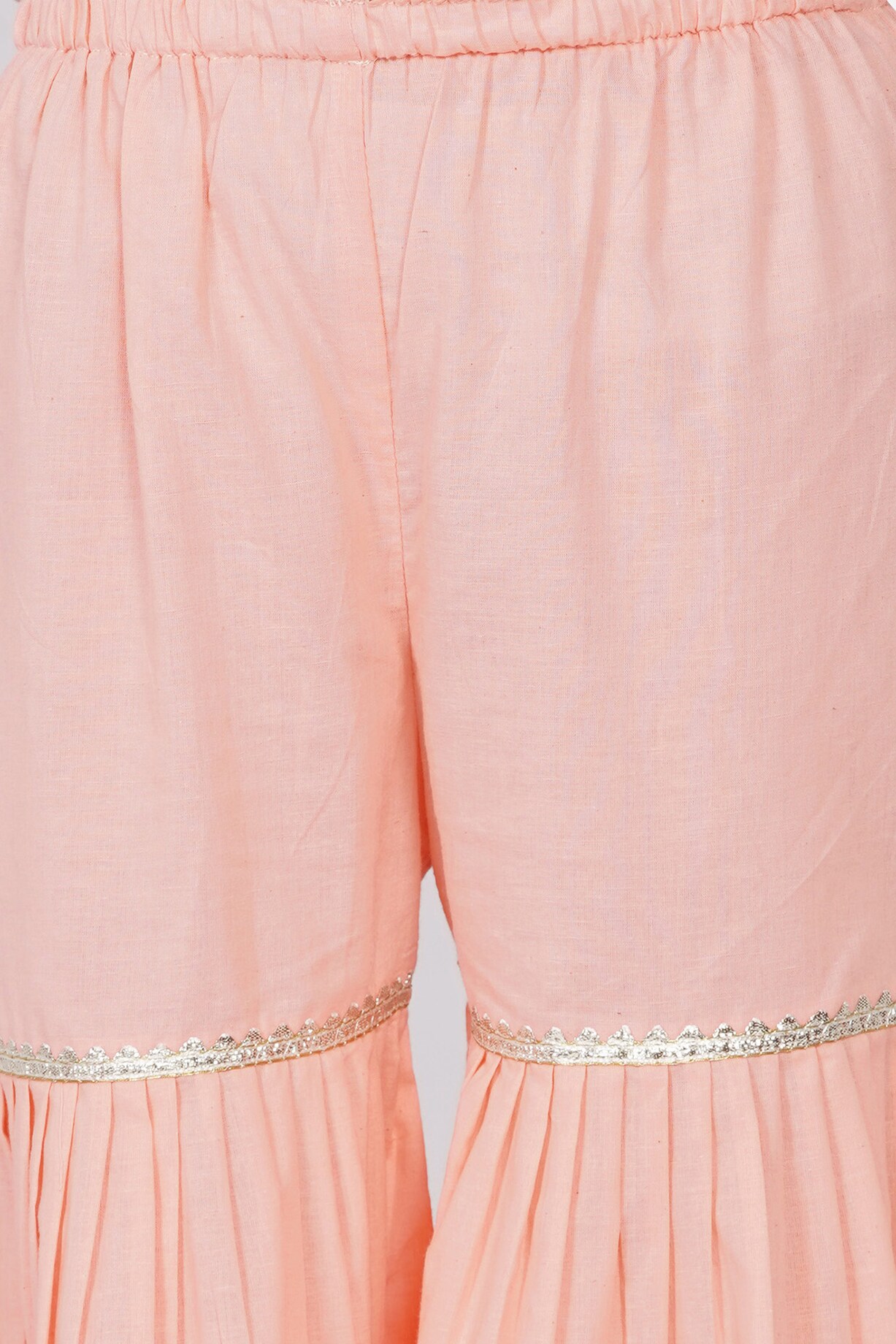 Peach Cotton Sharara Set For Girls by Little Bansi at Pernia's Pop Up ...