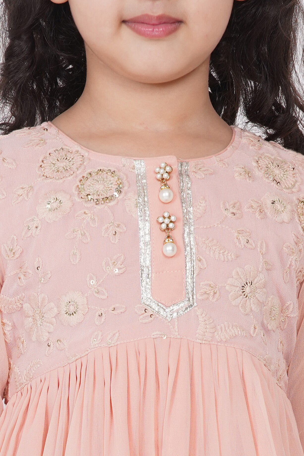 Peach Cotton Sharara Set For Girls by Little Bansi at Pernia's Pop Up ...