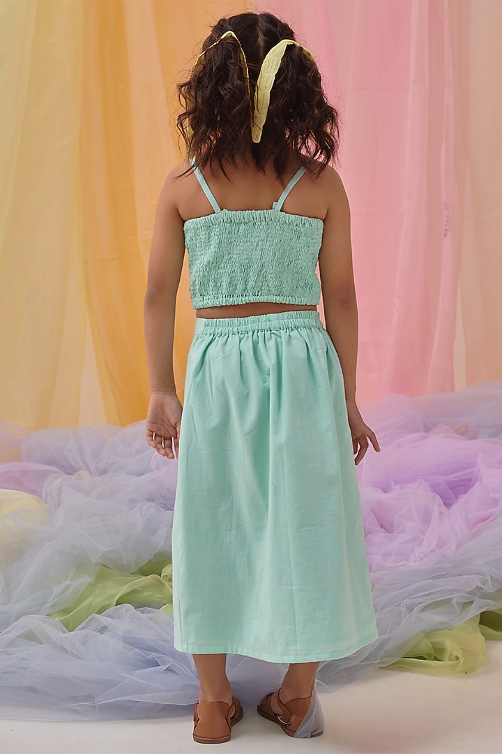 Forested Mint Organic Cotton Embroidered Co-Ord Set For Girls by ...