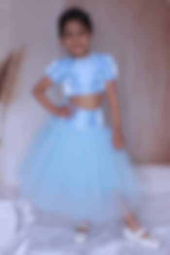 Sky Blue Net Hand Work Skirt Set For Girls by Little Loom at Pernia's ...