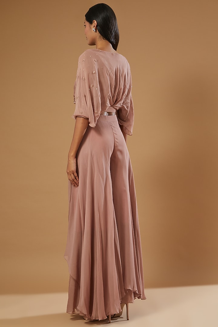 Nude Brown Georgette Co Ord Set By Label Muskan Agarwal At Pernias Pop Up Shop 2025