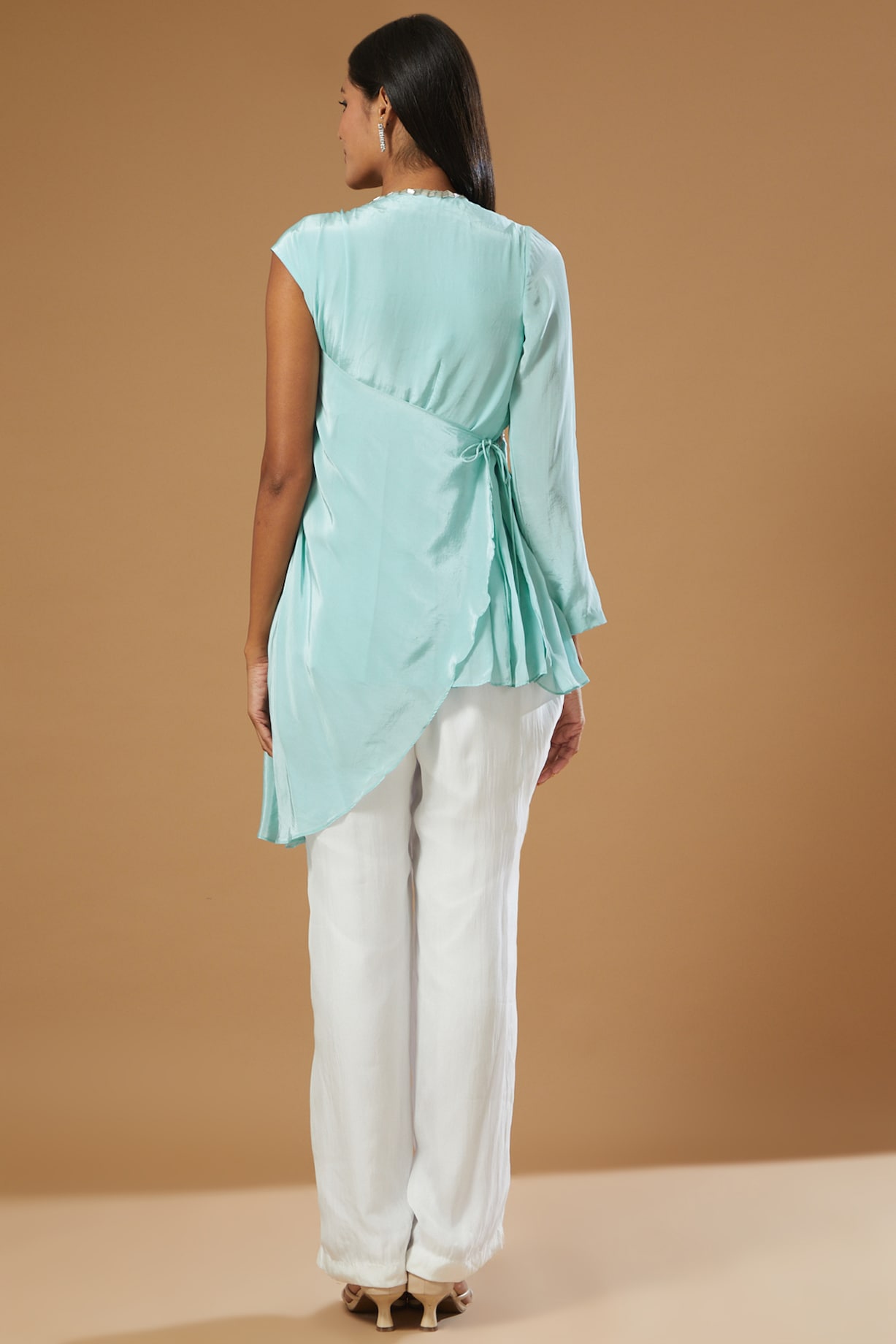 Baby Blue Crepe Angrakha Top by Label Muskan Agarwal at Pernia's Pop Up ...