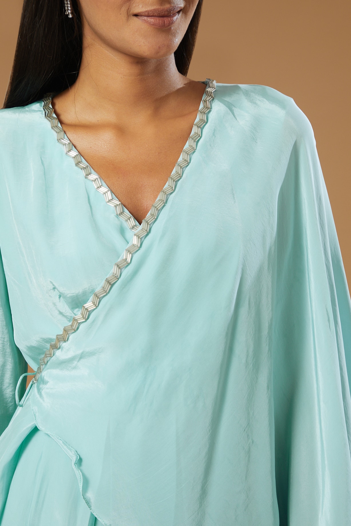Baby Blue Crepe Angrakha Top by Label Muskan Agarwal at Pernia's Pop Up ...