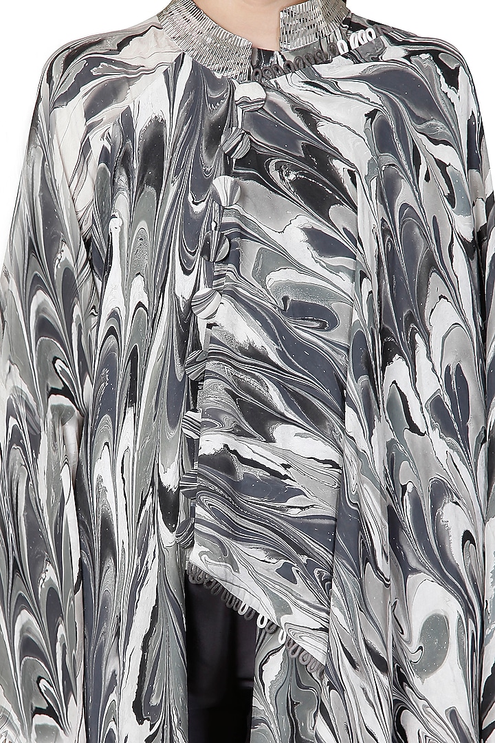 Black & Grey Embroidered Digital Print Jacket by Limerick By Abirr N ...