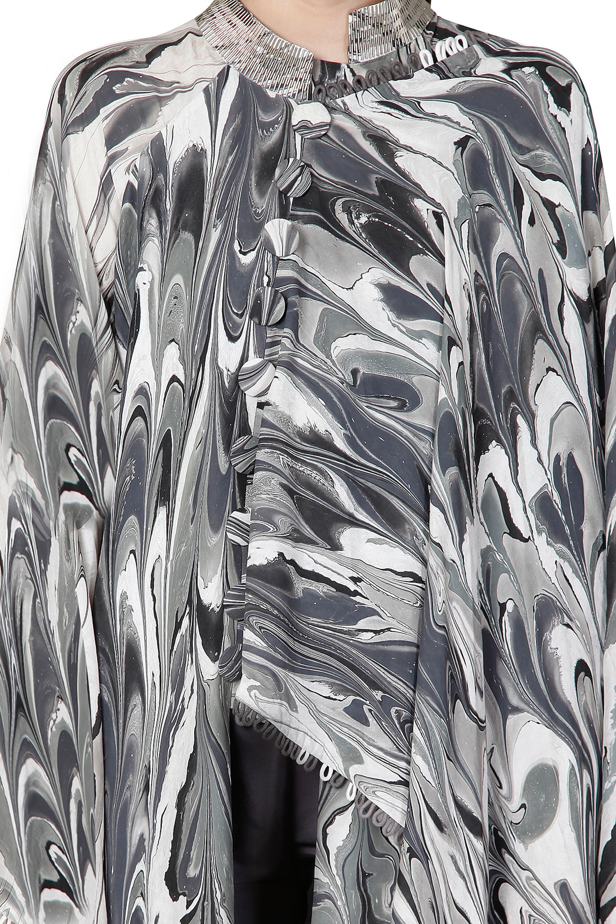 Black & Grey Embroidered Digital Print Jacket by Limerick By Abirr N ...