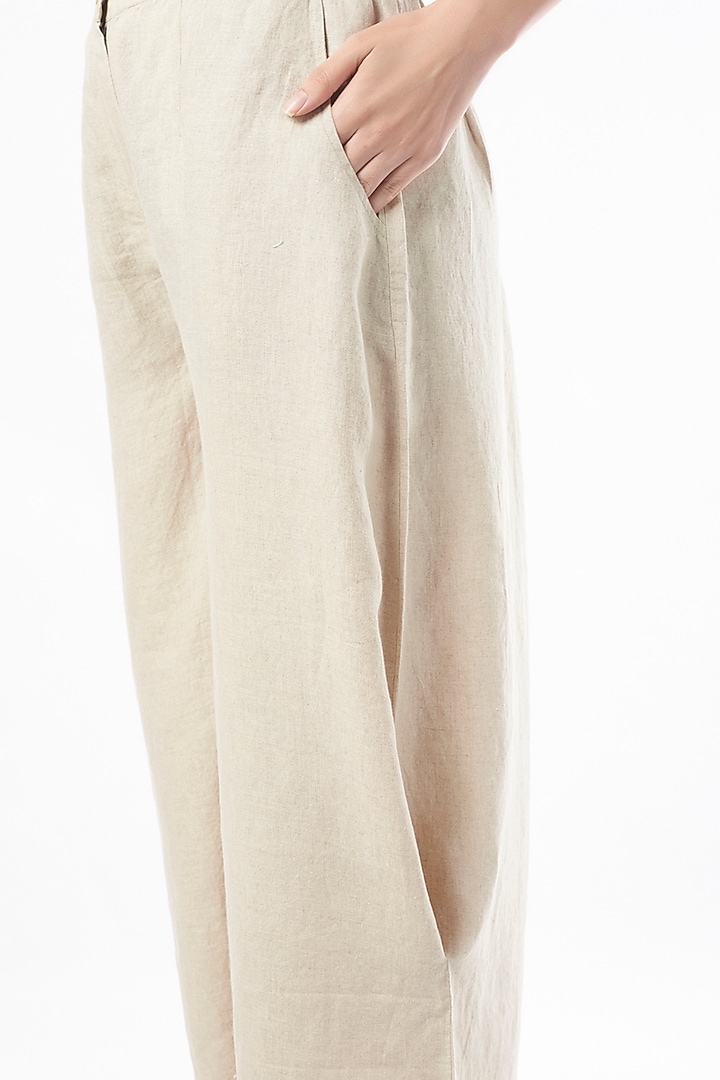 Beige Pure Linen Pants by linencut at Pernia's Pop Up Shop 2025