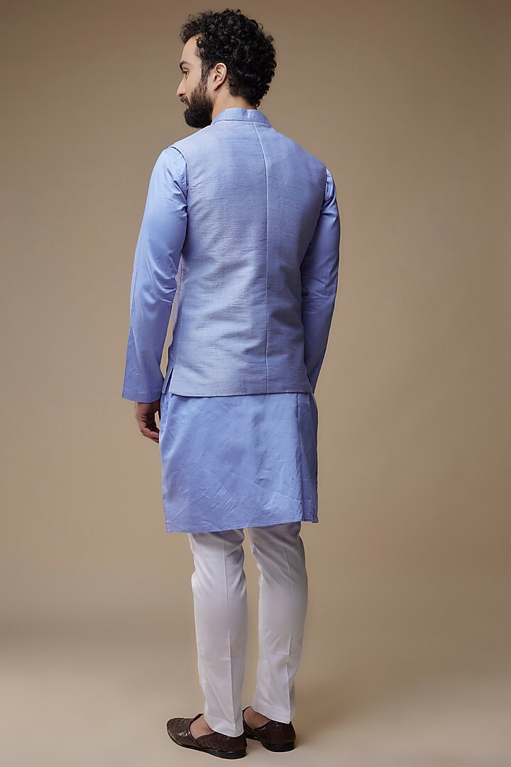 Purple Cotton Hand-Painted Nehru Jacket Set by Label Neha saxena at ...