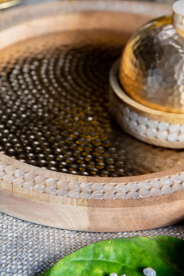Gold Mother Of Pearl & Aluminium Tray & Jars Set Design by Logam at ...