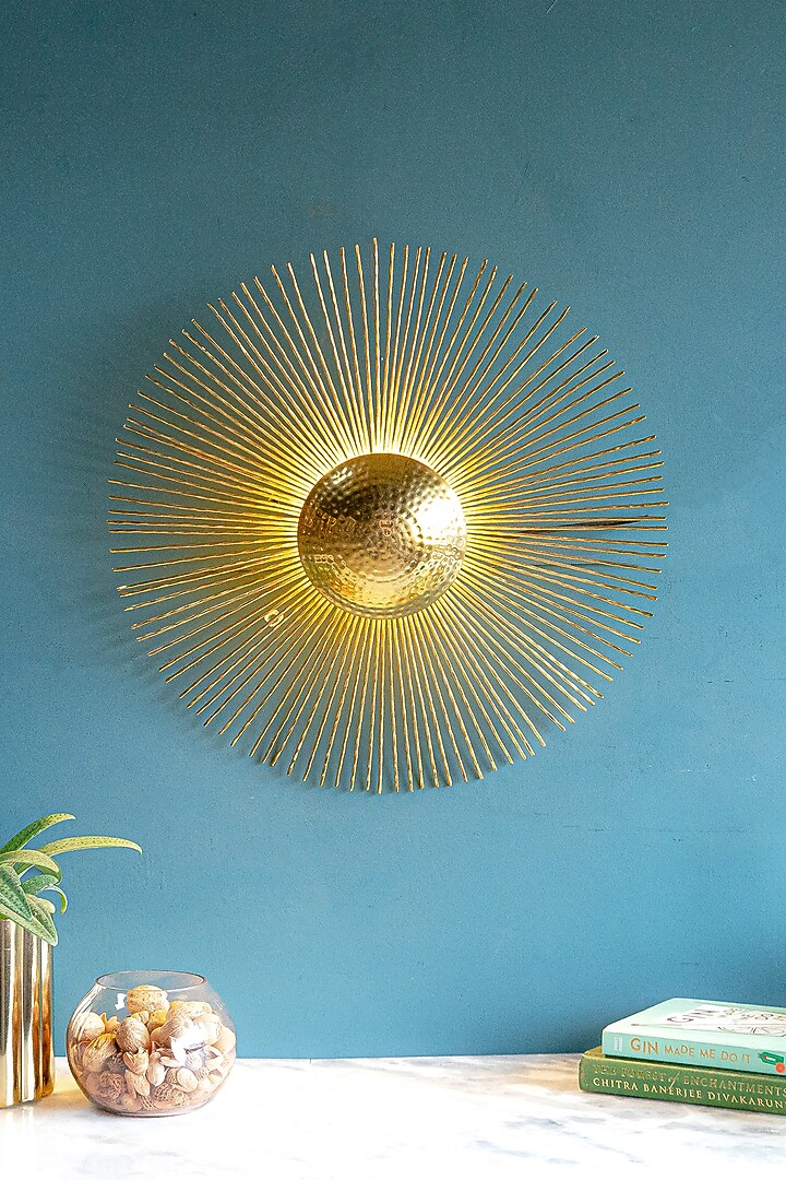 Shiny Gold Mild Steel Wall Scone by Logam at Pernia's Pop Up Shop 2024