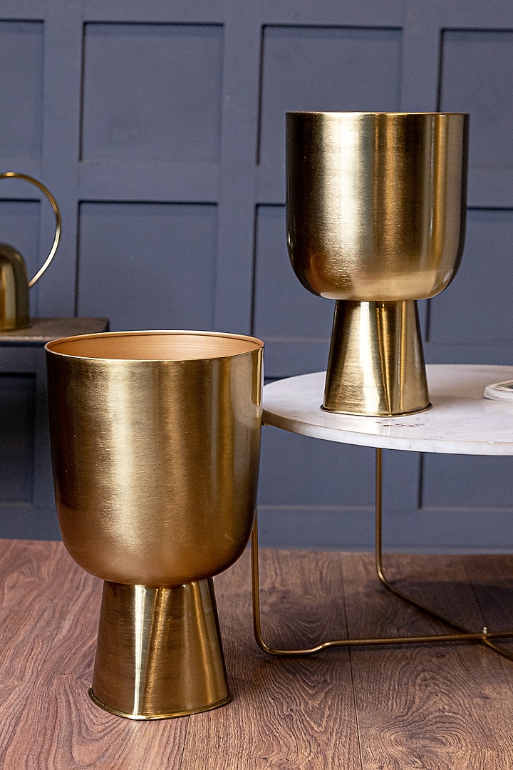 Shiny Gold Mild Steel Planters (Set of 2) by Logam at Pernia's Pop Up ...