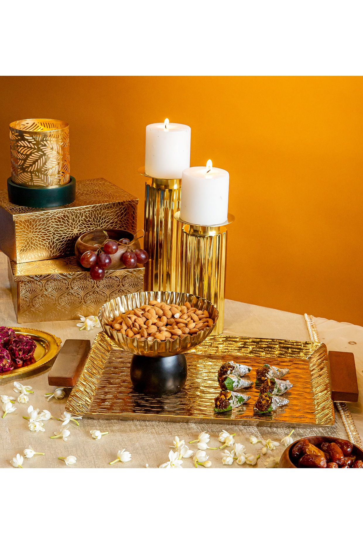 Gold & Dark Wood Aluminium Tray by Logam at Pernia's Pop Up Shop 2025