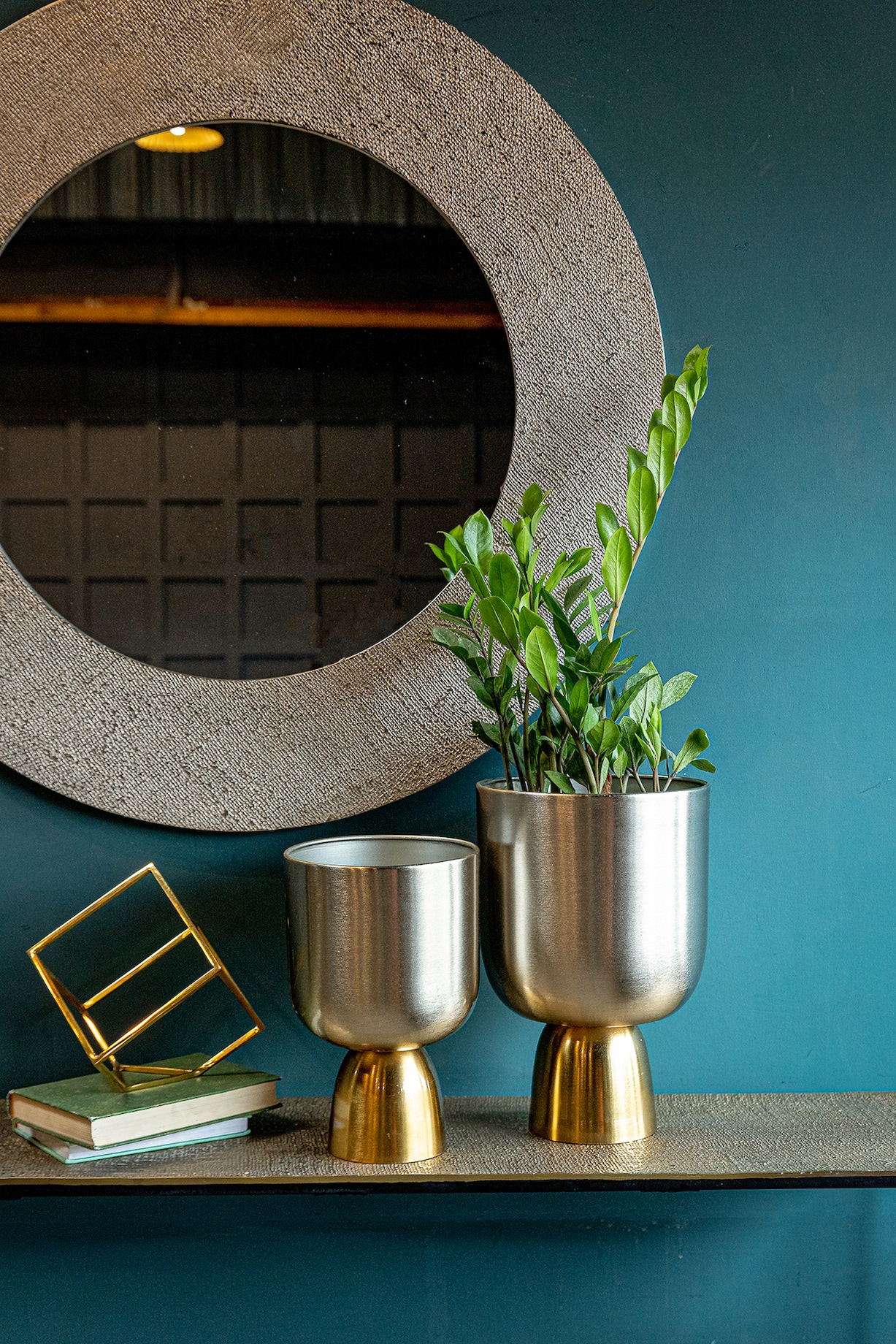 Nickel & Shiny Gold Mild Steel Planters (Set of 2) by Logam at Pernia's ...