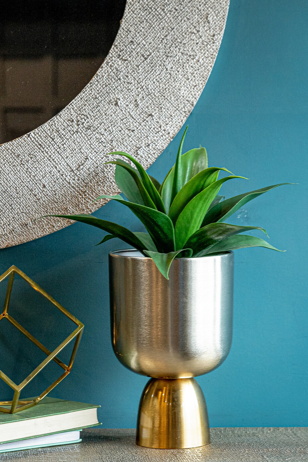 Nickel & Shiny Gold Mild Steel Planters (Set of 2) by Logam at Pernia's ...