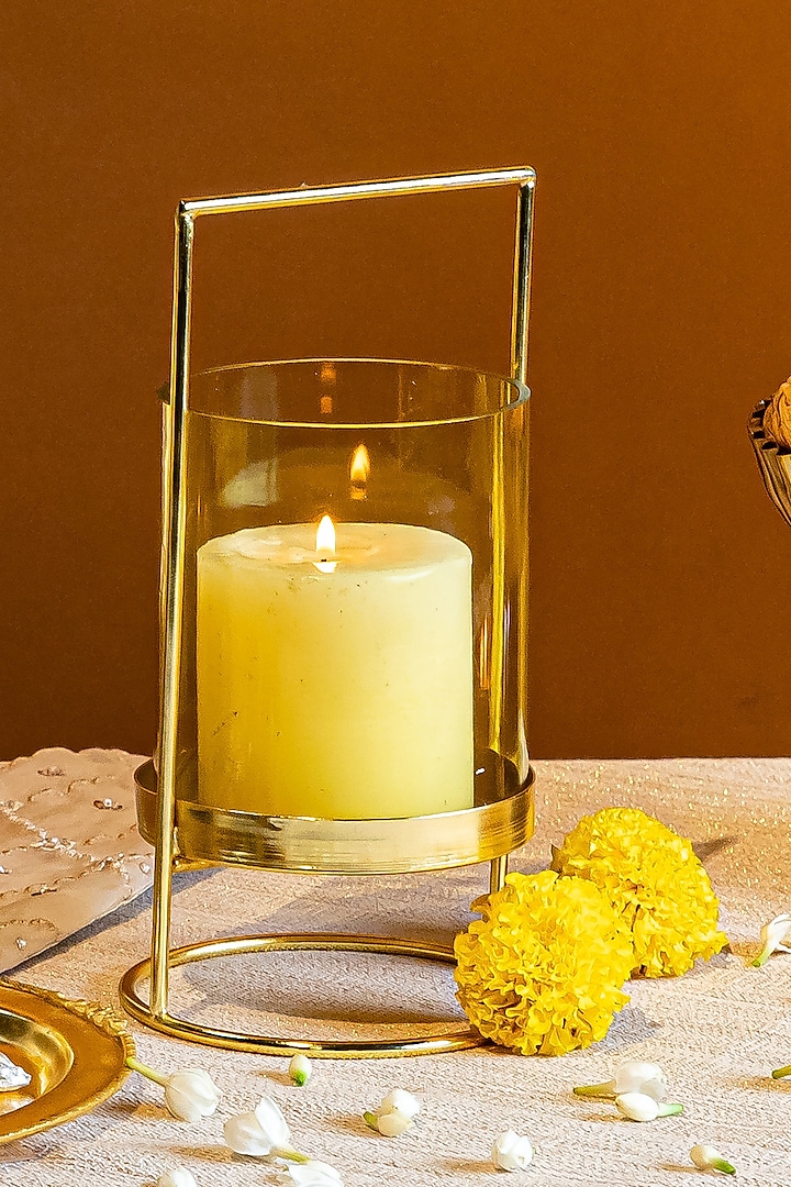 Gold & Smoked Yellow Candle Holder by Logam at Pernia's Pop Up Shop 2025